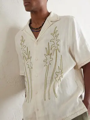 Frescobol Carioca Alves Embroidered Linen Shirt