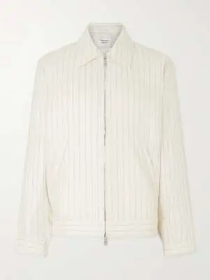 Frescobol Carioca Tomas Striped Linen And Cotton-blend Blouson Jacket - Ecru