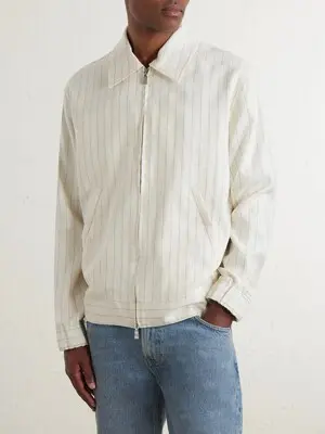 Frescobol Carioca Tomas Striped Linen And Cotton-blend Blouson Jacket
