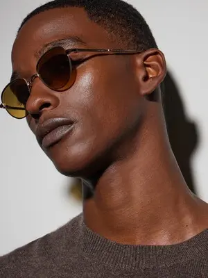 Garrett Leight Wells J Round-frame Titanium Sunglasses - Metallic