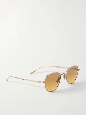 Garrett Leight Wells J Round-frame Titanium Sunglasses - Metallic