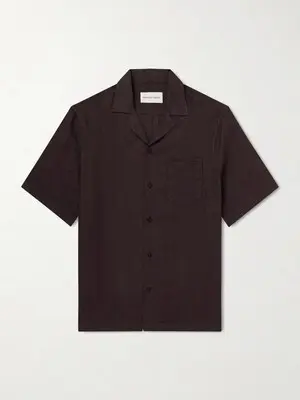 Frescobol Carioca Angelo Camp-collar Linen Shirt - Brown