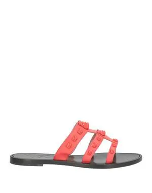 Moschino Calfskin Sandals With Rose Embellishments - Red