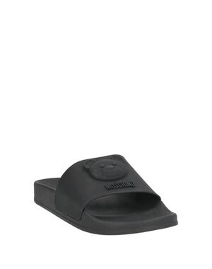 Moschino Rubber Pool Slides With Embossed Logo - Black