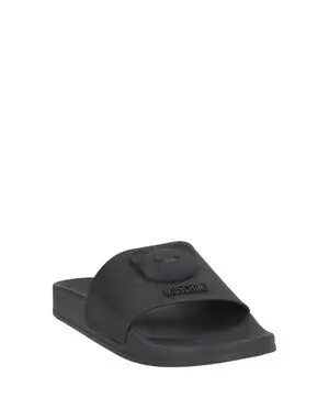 Moschino Rubber Pool Slides With Embossed Logo - Black