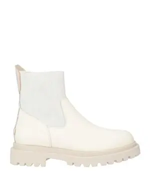 BLAUER. Ankle Boots Ivory Size Leather, Textile Fibers
