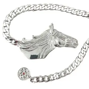 LINDSAY NICHOLAS NEW YORK Fire Horse Chain Belt - Silver