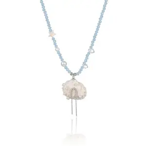 ORMIRO Ocean Dream Beaded Shell Necklace - Blue