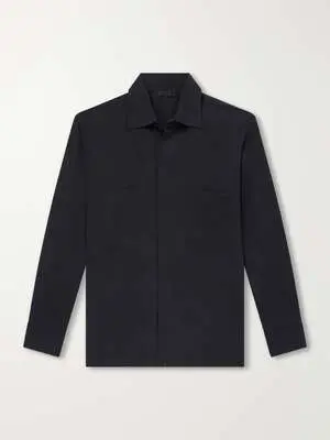 SAMAN AMEL Silk Overshirt - Black