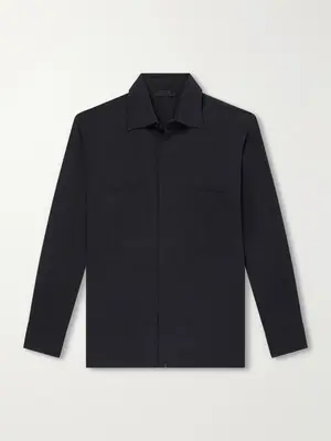 SAMAN AMEL Silk Overshirt - Black