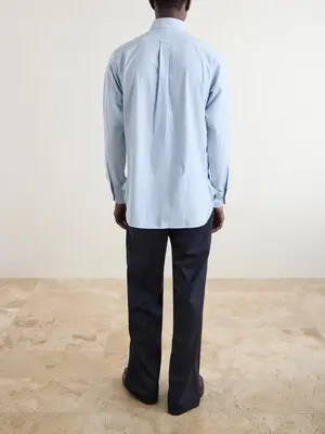 DRAKE'S Button-down Collar Striped Cotton Shirt