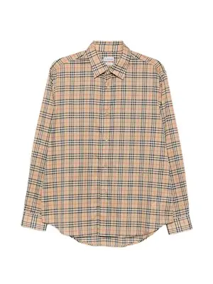 Burberry Check Cotton Shirt - Beige