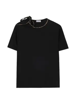 Burberry Check Bow Cotton T-shirt - Black