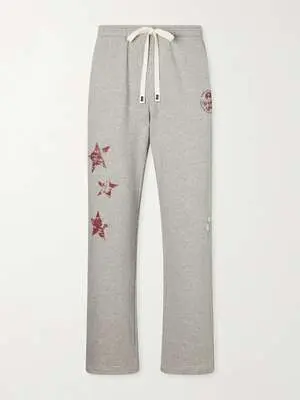 NAHMIAS Youth Enrichment Wide-leg Logo-print Distressed Cotton Sweatpants - Gray