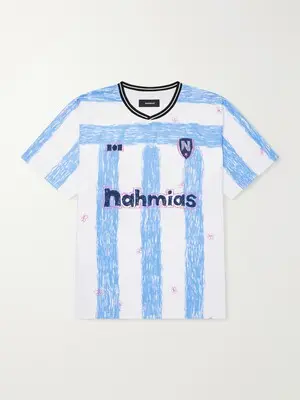 NAHMIAS Scribble Logo-print Striped Jersey T-shirt