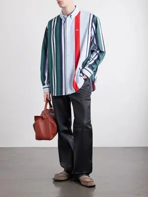 Loewe Anagram-embroidered Striped Cotton-twill Shirt