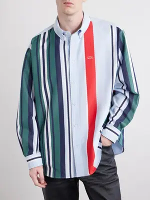 Loewe Anagram-embroidered Striped Cotton-twill Shirt
