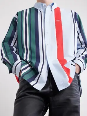 Loewe Anagram-embroidered Striped Cotton-twill Shirt