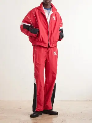 NAHMIAS Straight-leg Logo-embroidered Nylon Trousers - Red