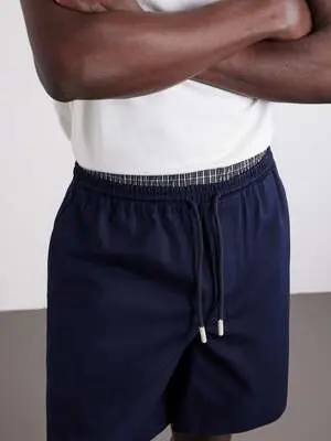 Loewe Straight-leg Anagram-embroidered Cotton-twill Drawstring Shorts