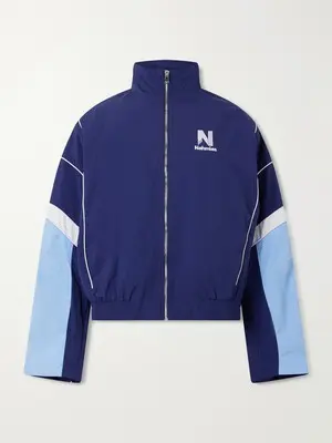 NAHMIAS Logo-embroidered Striped Nylon Jacket - Blue