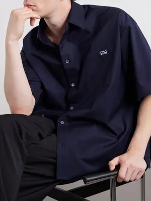 Loewe Anagram-embroidered Cotton-twill Shirt - Blue