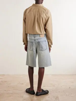 Loewe Wide-leg Anagram Embroidered Denim Shorts