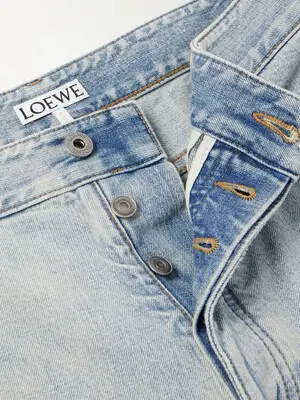 Loewe Wide-leg Anagram Embroidered Denim Shorts