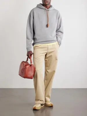 Loewe Anagram-embroidered Cotton-fleece Hoodie - Gray