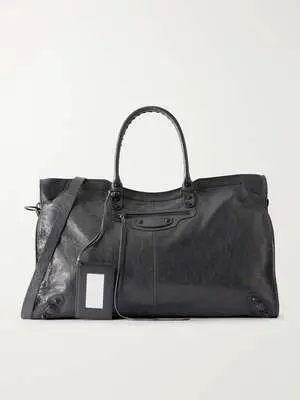 BALENCIAGA Le City Travel Arena Textured-leather Tote Bag - Gray