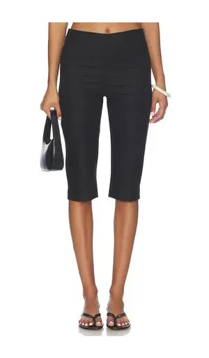 L'academie Anaia Linen Capri Pant - Black