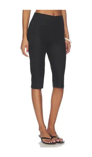 L'academie Anaia Linen Capri Pant - Black