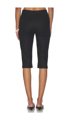 L'academie Anaia Linen Capri Pant - Black