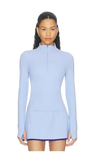Splits59 Tess Rigor Half Zip Waist Length Top In Baby Blue - Skylight
