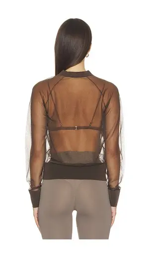 Renggli Sheer Knit Cardigan In Brown