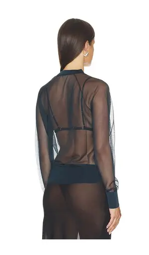 Renggli Sheer Knit Cardigan In Navy