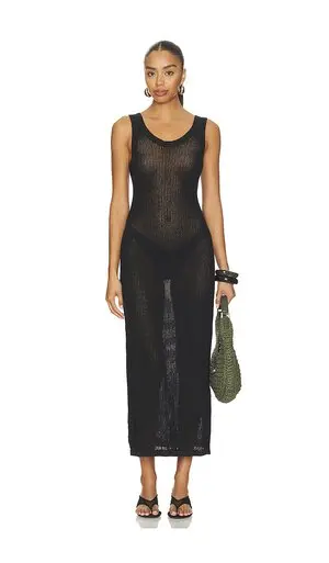 Lna Tyler Open Knit Tank Dress - Black
