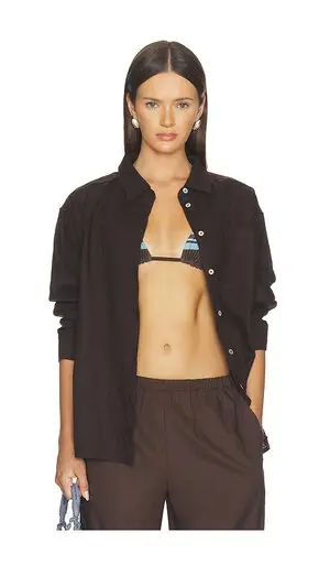 Donni. The Linen Relaxed Shirt In Brown