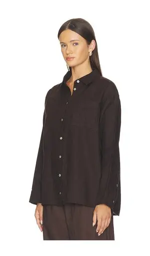 Donni. The Linen Relaxed Shirt In Brown