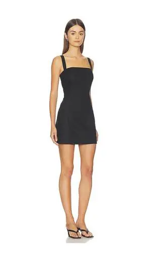Good American The Structured Linen Mini Dress In Black
