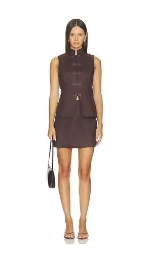 Amanda Uprichard Avya Dress In Brown - Cocoa