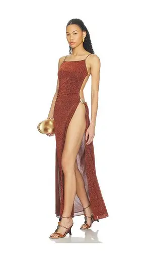 Oseree Lumiere Shell Long Dress - Brown