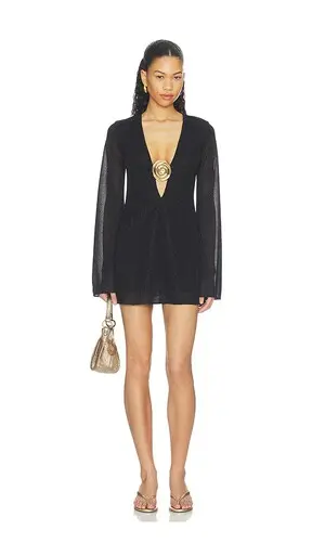 Oseree Lumiere Spiral Kaftan Dress - Black