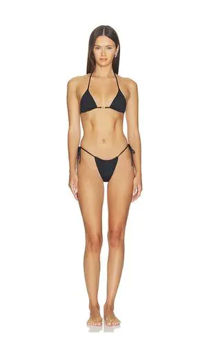 SKIMS Classic Swim Medallion Tie Side Bikini Bottom In Black