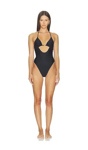 SKIMS Classic Swim Medallion One Piece In Black - Obsidian