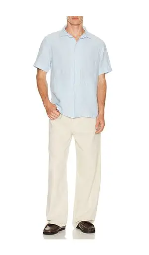 Polo Ralph Lauren Linen Andy Camp Shirt In Blue - Office Blue