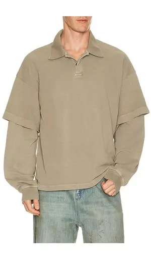 AGOLDE Curren Double Sleeve Polo In Blue - Tint