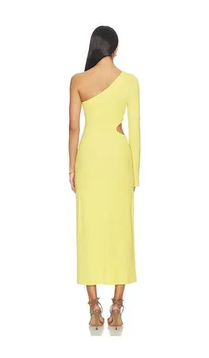Lna Holden Rib One Shoulder Dress In Yellow