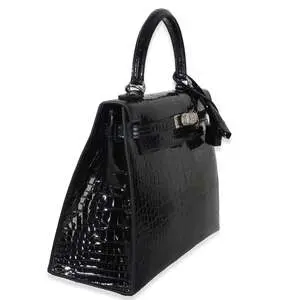 Hermès Sellier Kelly 25 Handbag In Shiny Alligator - Blue