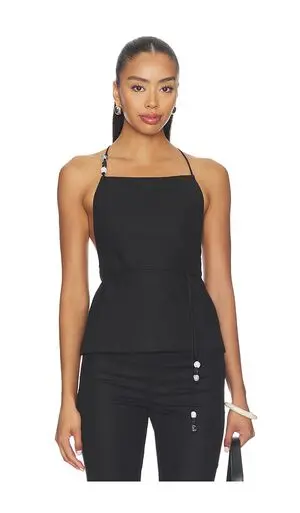 L'academie Anaia Linen Top - Black